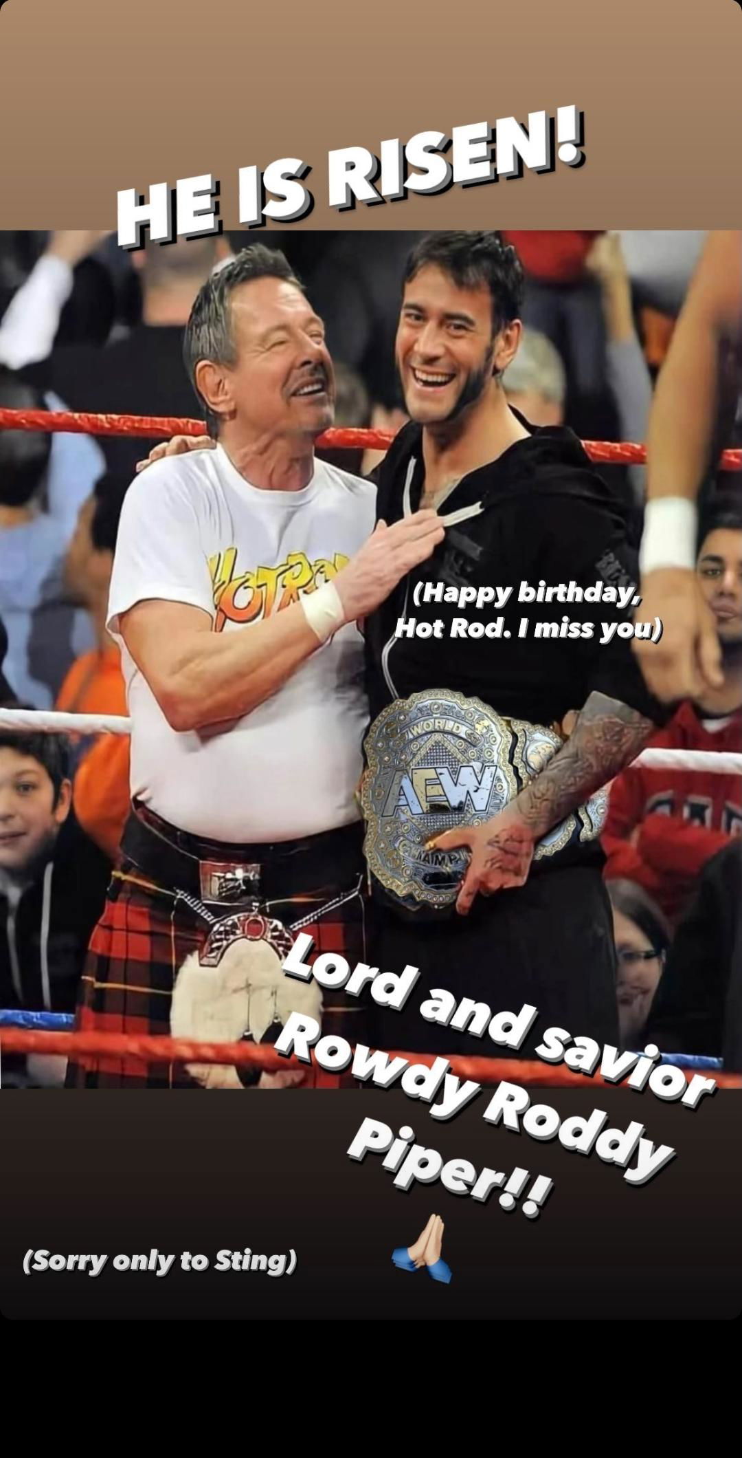 CM Punk Edits AEW Championship Onto Roddy Piper Tribute Post - WrestleTalk