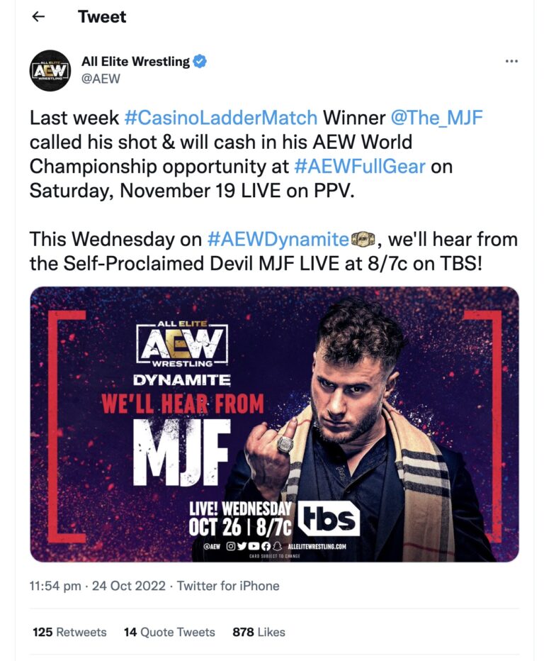 MJF Segment Announced For AEW Dynamite October 26 - WrestleTalk