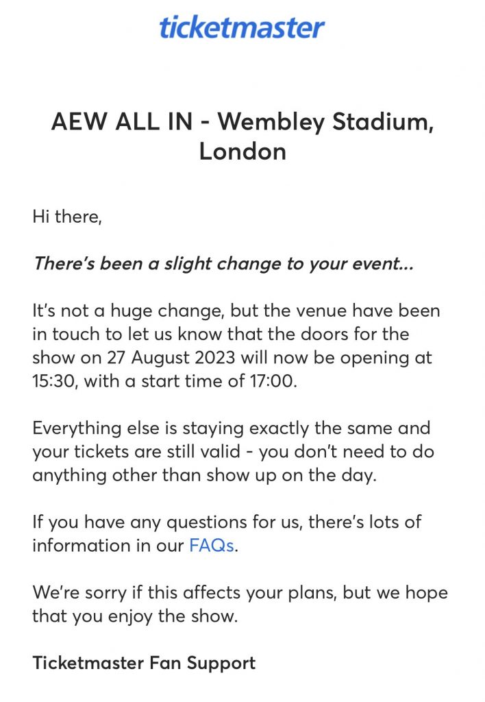 Big Change Announced For AEW All In London Wembley Stadium - WrestleTalk